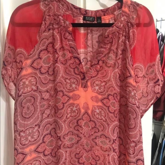 a.n.a | Tops | Pink And Orange Ana Shirt | Poshmark
